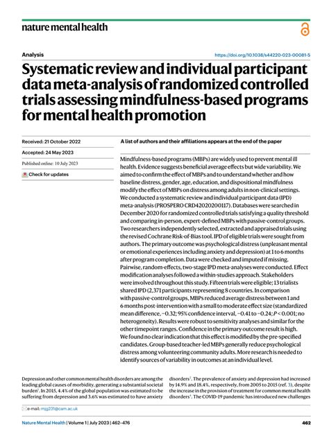 Pdf Systematic Review And Individual Participant Data Meta Analysis
