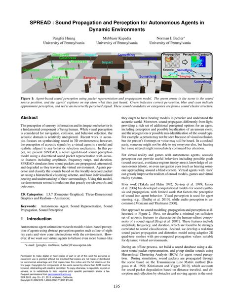 Pdf Spread Sound Propagation And Perception For Autonomous Agents In Dynamic Environments