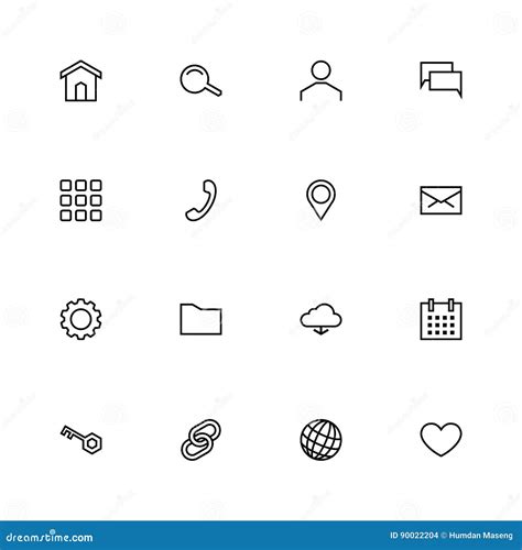 Set Of 16 Black Material Design Outline Web Icons Stock Vector Illustration Of Interface Like