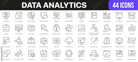Data Analytics Line Icons Collection Ui Icon Set In A Flat Design Excellent Signed Icon