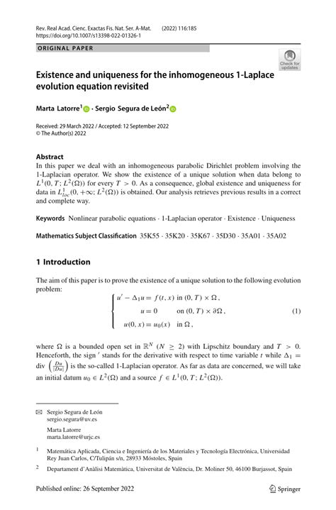 Pdf Existence And Uniqueness For The Inhomogeneous 1 Laplace Evolution Equation Revisited