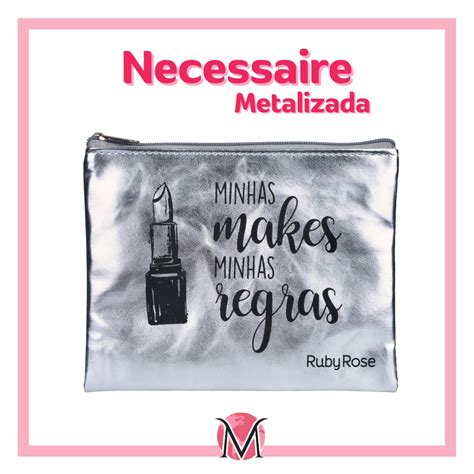 Bolsa Para Maquiagem Nécessaire Metalizada Moderna Profissional Ruby