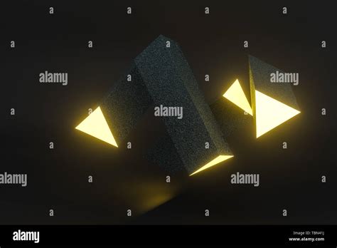 Three Dimensional Rendering Glowing Triangular Columns Against Dark Background Stock Photo Alamy