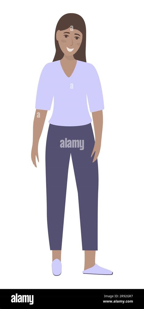 Girl Full Height Portrait Design Element Vector Illustration Isolated On White Background Stock