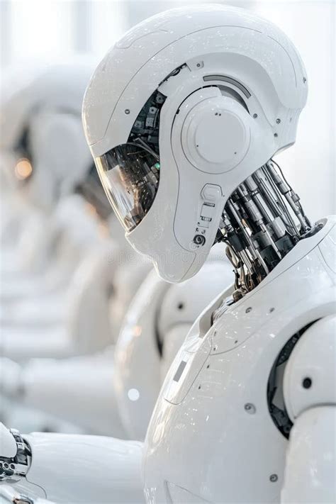 Robots Assisting Humans In A Modern Workspace Showcasing Ai Integration In Daily Tasks Stock