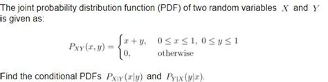 Solved The Joint Probability Distribution Function PDF Of Chegg