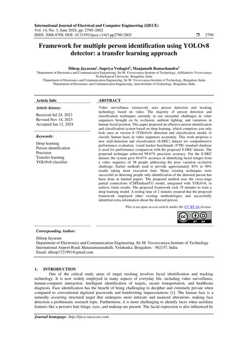 Pdf Framework For Multiple Person Identification Using Yolov8 Detector A Transfer Learning