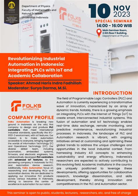 Revolutionizing Industrial Automation In Indonesia Integrating Plcs With Iot And Academic