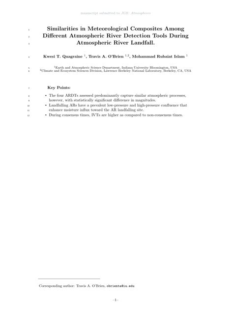 Pdf Similarities In Meteorological Composites Among Different Atmospheric River Detection