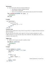 Subroutines And Looping In VBA Nested For Loops While Loop Course Hero