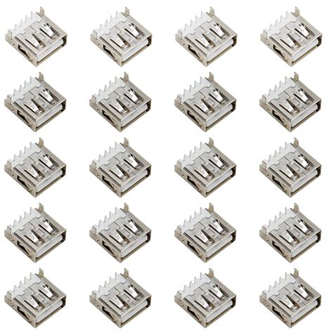 Fielect Pcs Usb Af Female Jack Socket Connector Pin Pcb Usb Connector Sinking Plate No Edge