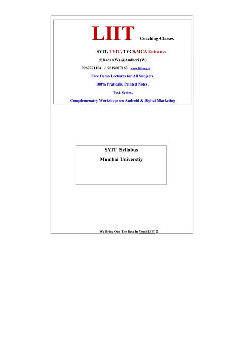 B Sc It Syit Sem Sem Syllabus As Per Mumbai University PDF Web Development Internet