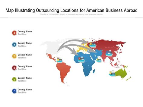 Map Illustrating Outsourcing Locations For American Business Abroad Ppt