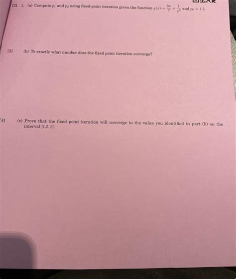 Solved 2 1 A Compute P And Pa Using Fixed Point