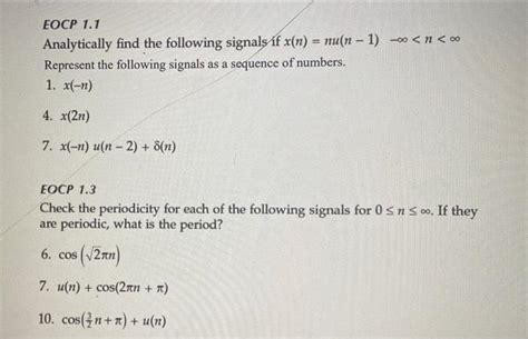 solved eocp 1 1 analytically find the following signals if