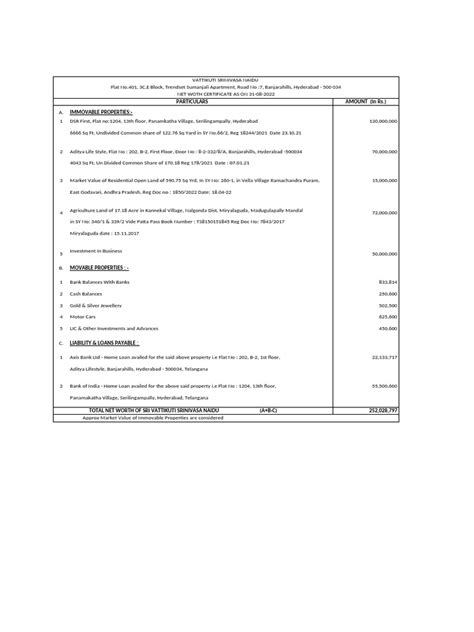 Net Worth Certificate Pdf