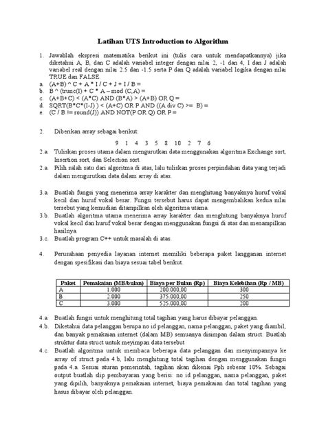 latihan uts introduction to algorithm pdf