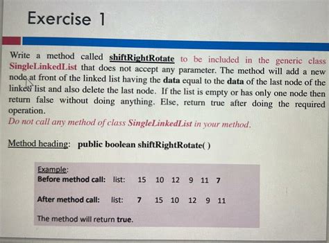 Solved Write A Method Called ShiftRightRotate To Be Included Chegg