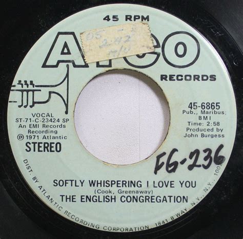 Rock Promo 45 The English Congregation Softly Whispering I Love You