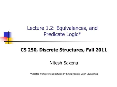 ppt lecture 1 2 equivalences and predicate logic powerpoint
