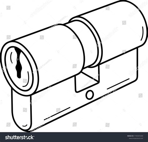 Cylinder Lock Vector Outline Icon Stock Vector Royalty Free