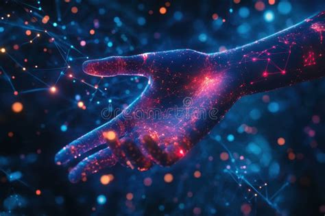 Digital Hand Reaching Network Connection Technology Abstract Art Stock Illustration
