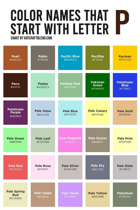 180 Colors That Start With P Color Names Hex Rgb Cmyk Codes In 2025 180 Colors That Start With P Color Names Hex Rgb Cmyk Codes In 2025