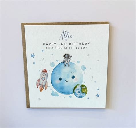 Astronaut Birthday Card Personalised Spaceship Theme Rocket Grandson