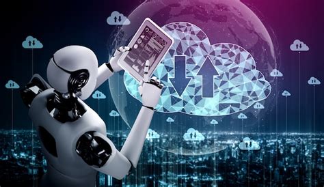 Premium Photo Ai Robot Using Cloud Computing Technology To Store Data On Online Server