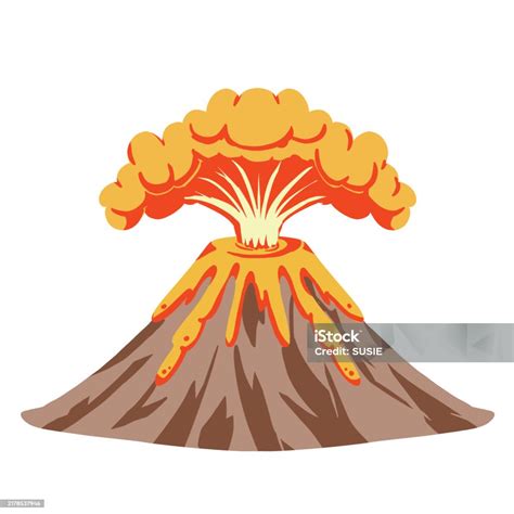 Clip Art Of Simple Volcanic Eruption Stock Illustration Download