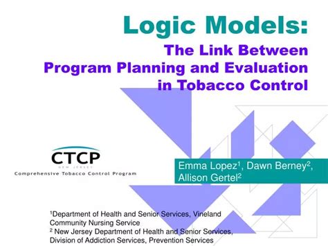 Ppt Logic Models The Link Between Program Planning And Evaluation In Tobacco Control