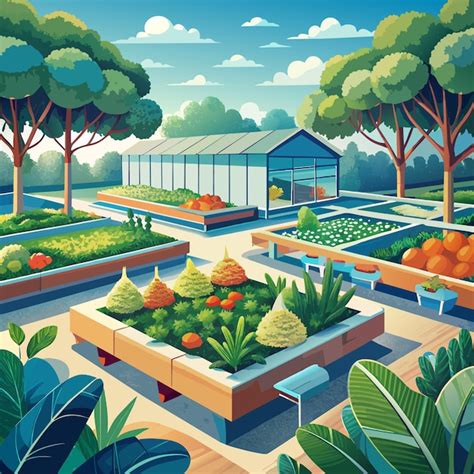 Hydroponic Vegetable Garden Vector Graphics Illustration Eps Source