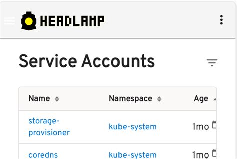 mobile service accounts cut off column · issue 1232 · headlamp k8s