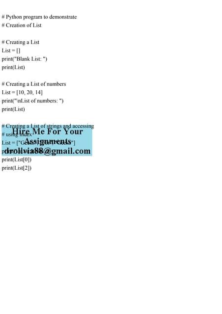Python Program To Demonstrate Creation Of List Creating A Pdf