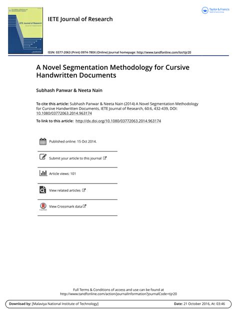 pdf a novel segmentation methodology for cursive handwritten documents