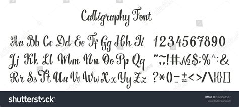 Calligraphy Font Set Letters Numbers Stock Vector Royalty Free