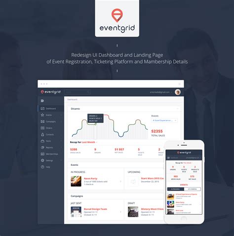 Eventgrid UI Dashboard And Landing Page On Behance