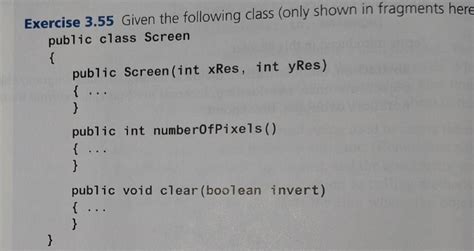 Solved Exercise Given The Following Class Only Shown Chegg