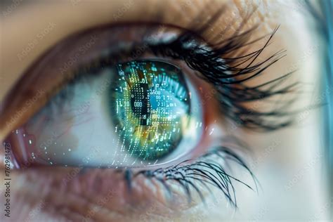 Computer Vision Concept Human Eye With Binary Code Inside Fusion Of Technology Perception