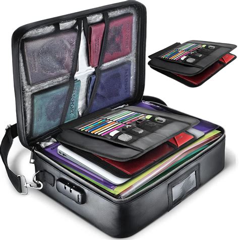 Amazon Com Vintez Black Fireproof Document Bag Water Resistant With Lock Aluminum Foil