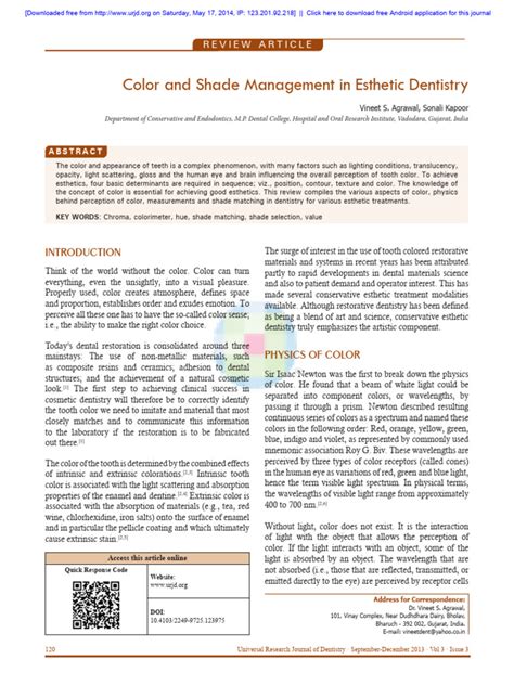 color and shade management in esthetic dentistry pdf color light