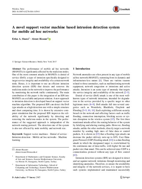 Pdf A Novel Support Vector Machine Based Intrusion Detection System