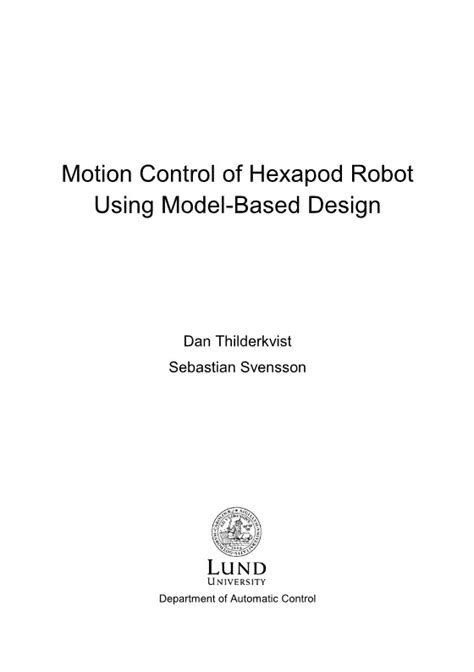 Motion Control Of Hexapod Robot Using Model Based Design Docslib