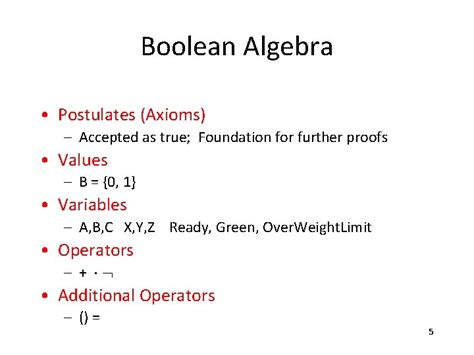 Lecture 4 Topics Boolean Algebra Huntingtons Postulates Truth