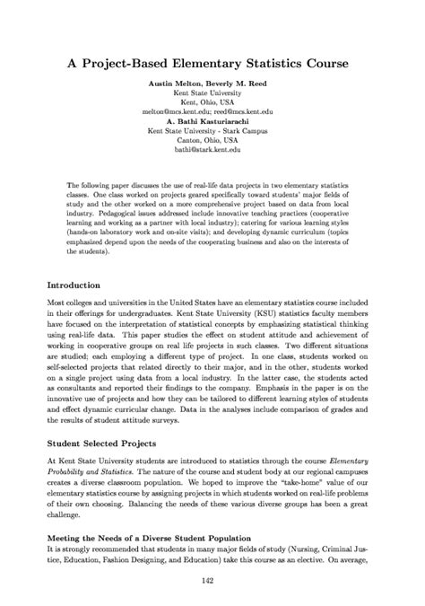 pdf a project based elementary statistics course