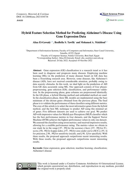 Pdf Hybrid Feature Selection Method For Predicting Alzheimers
