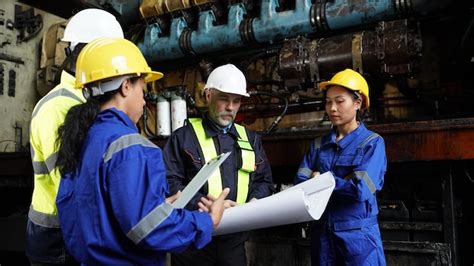 Premium Photo Portrait Of Engineer And Apprentice In Workshop Of Railway Engineering Facility