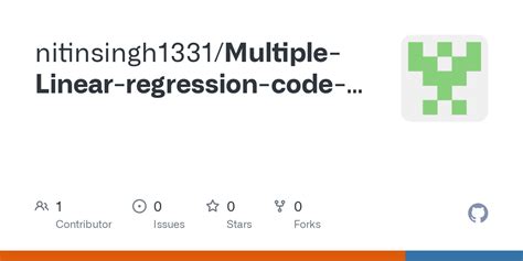 Github Nitinsingh Multiple Linear Regression Code And Dataset