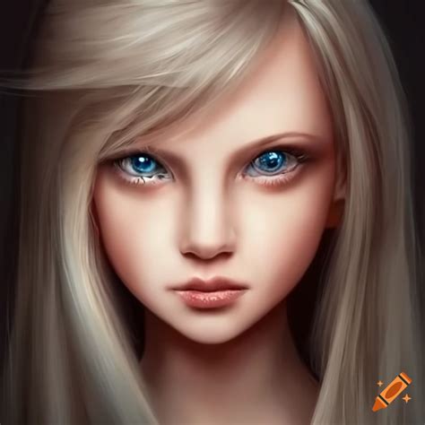 Beautiful Girl With Long Blond Hair And Grey Eyes On Craiyon