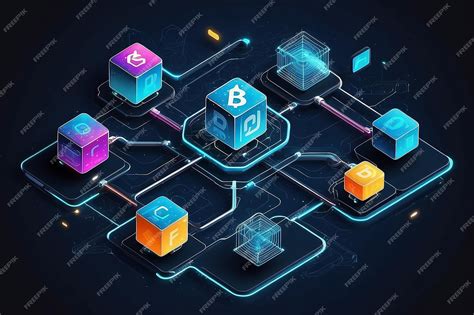 Premium Photo Abstract Blockchain Technology Concept Isometric Digital Blocks Connection Of